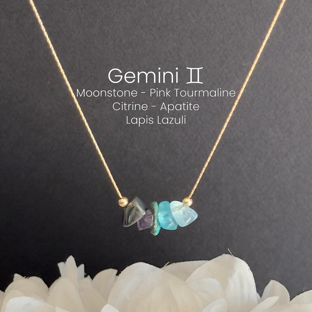 Gemini Necklace Crystal Zodiac Necklace Personalized Minimalist Jewelry ...