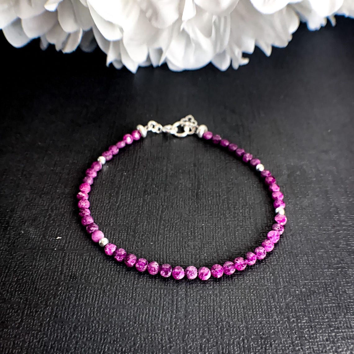 Genuine Ruby Positivity Bracelet, Natural Crystal Healing Stone July ...