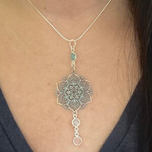 Lotus Crystal Mandala Necklace Custom Birthstone Pendant - Etsy