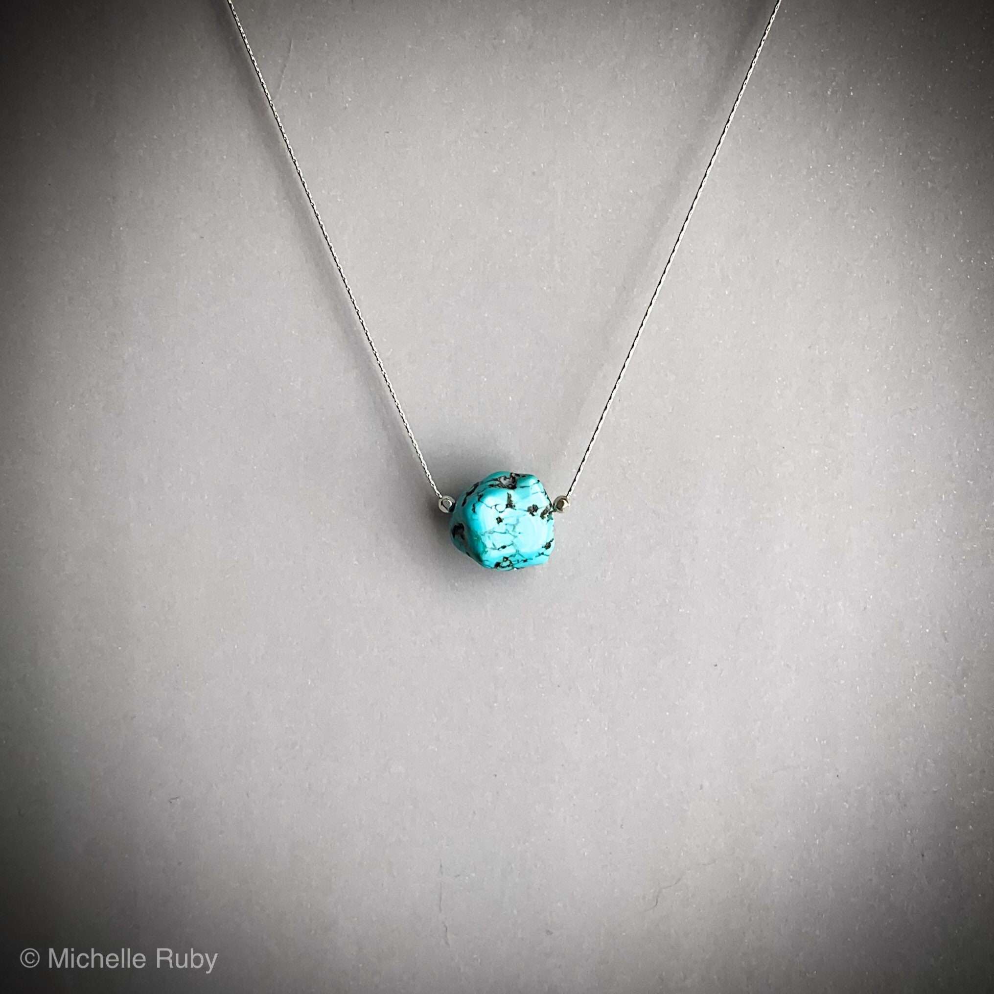 Genuine Turquoise Nugget Raw Stone Necklace Turquoise Jewelry | Etsy