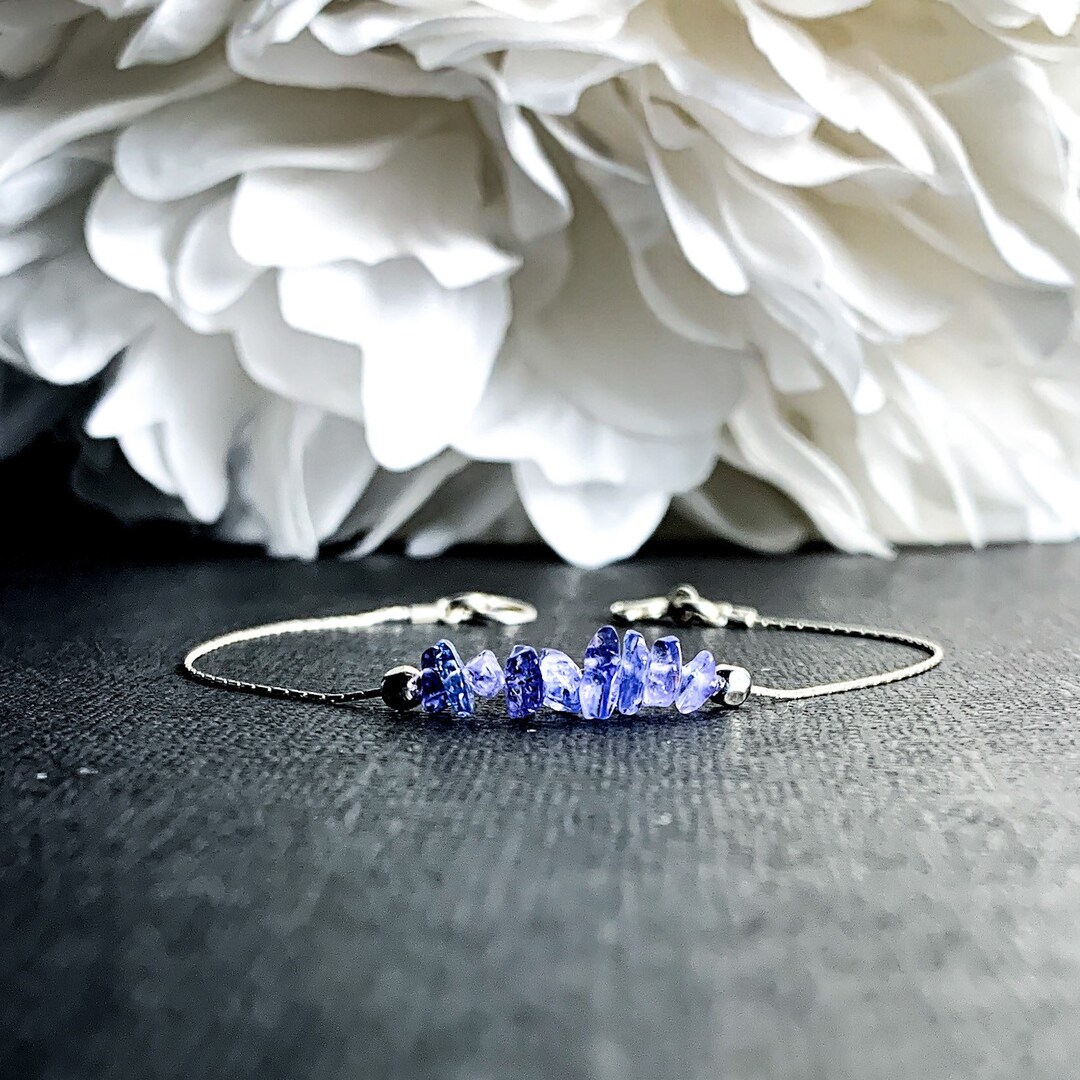 Raw Tanzanite Bracelet Dainty Anklet, December Birthstone Tanzanite Crystal, Aura Cleansing - Etsy