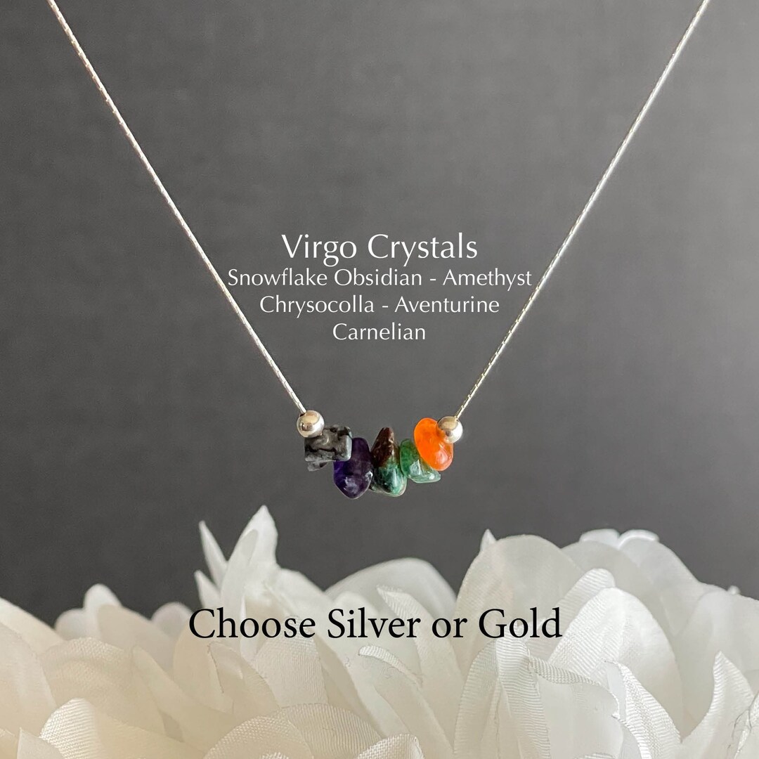 Virgo Necklace Raw Crystals Zodiac Sign Astrology Choker Crystal ...