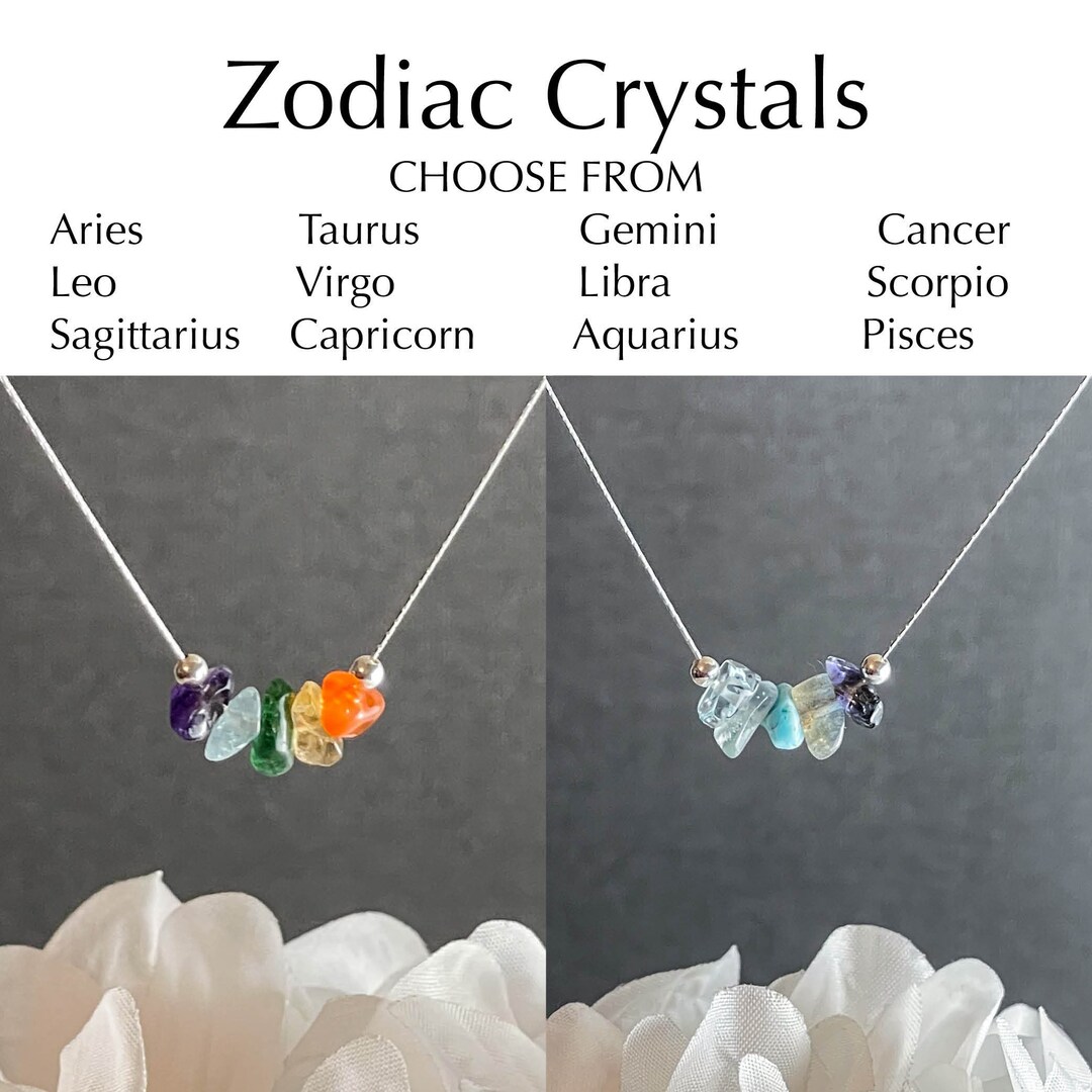 Zodiac Sign Crystal Necklace Raw Crystals Astrology Choker - Etsy