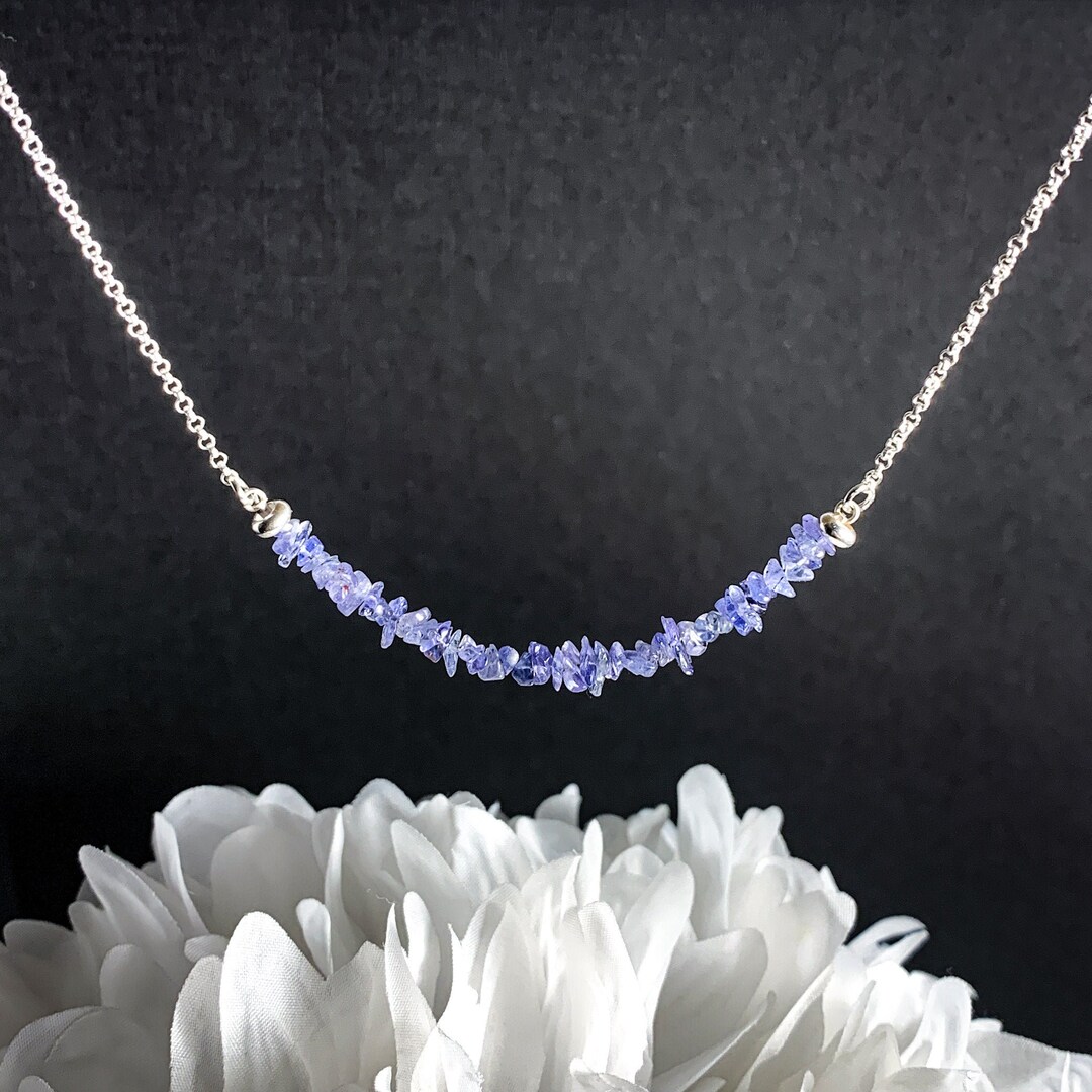 Tanzanite Statement Necklace Sterling Silver Tanzanite Rough Crystal ...