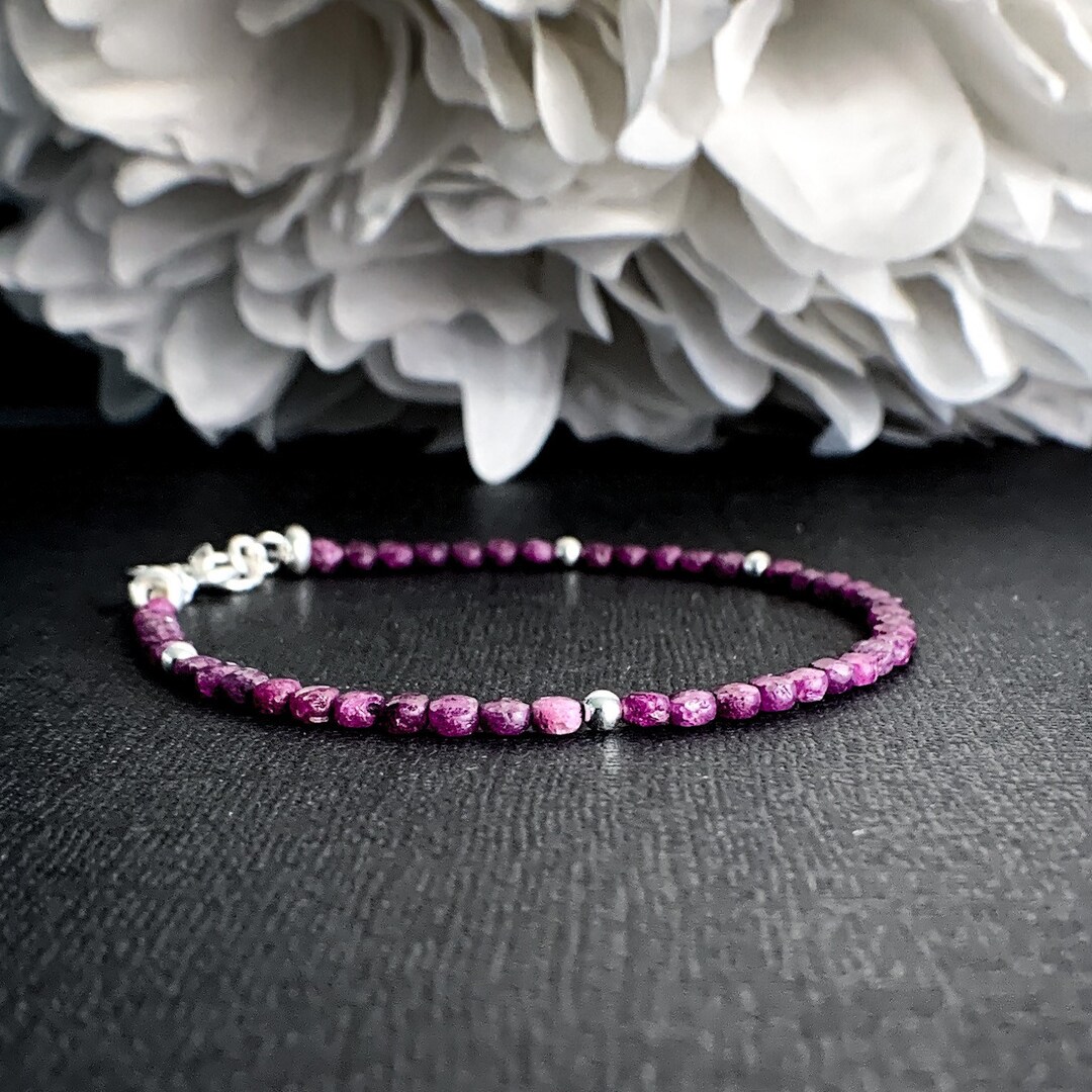 Genuine Ruby Positivity Bracelet, Natural Crystal Healing Stone July ...