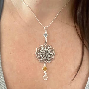 Lotus Crystal Mandala Necklace Custom Birthstone Pendant - Etsy