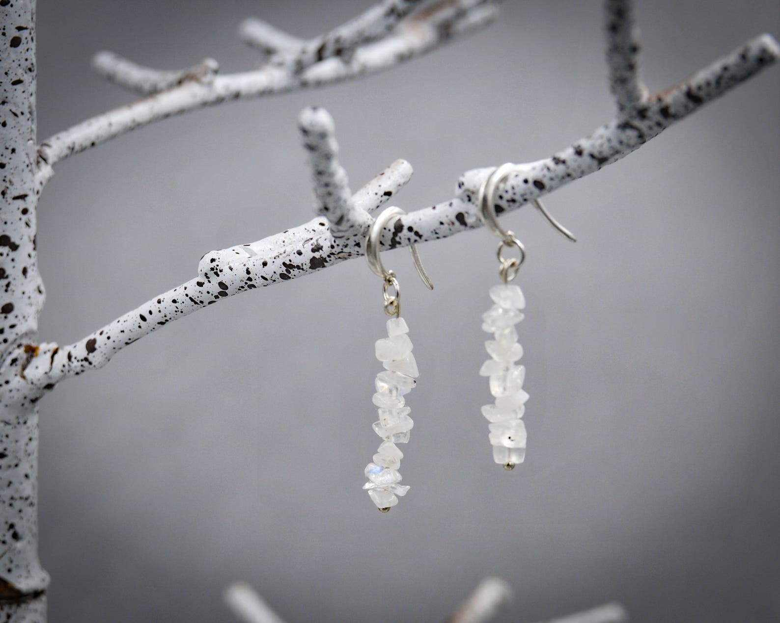 Raw Rainbow Moonstone Earrings Fertility Stone Crystal | Etsy