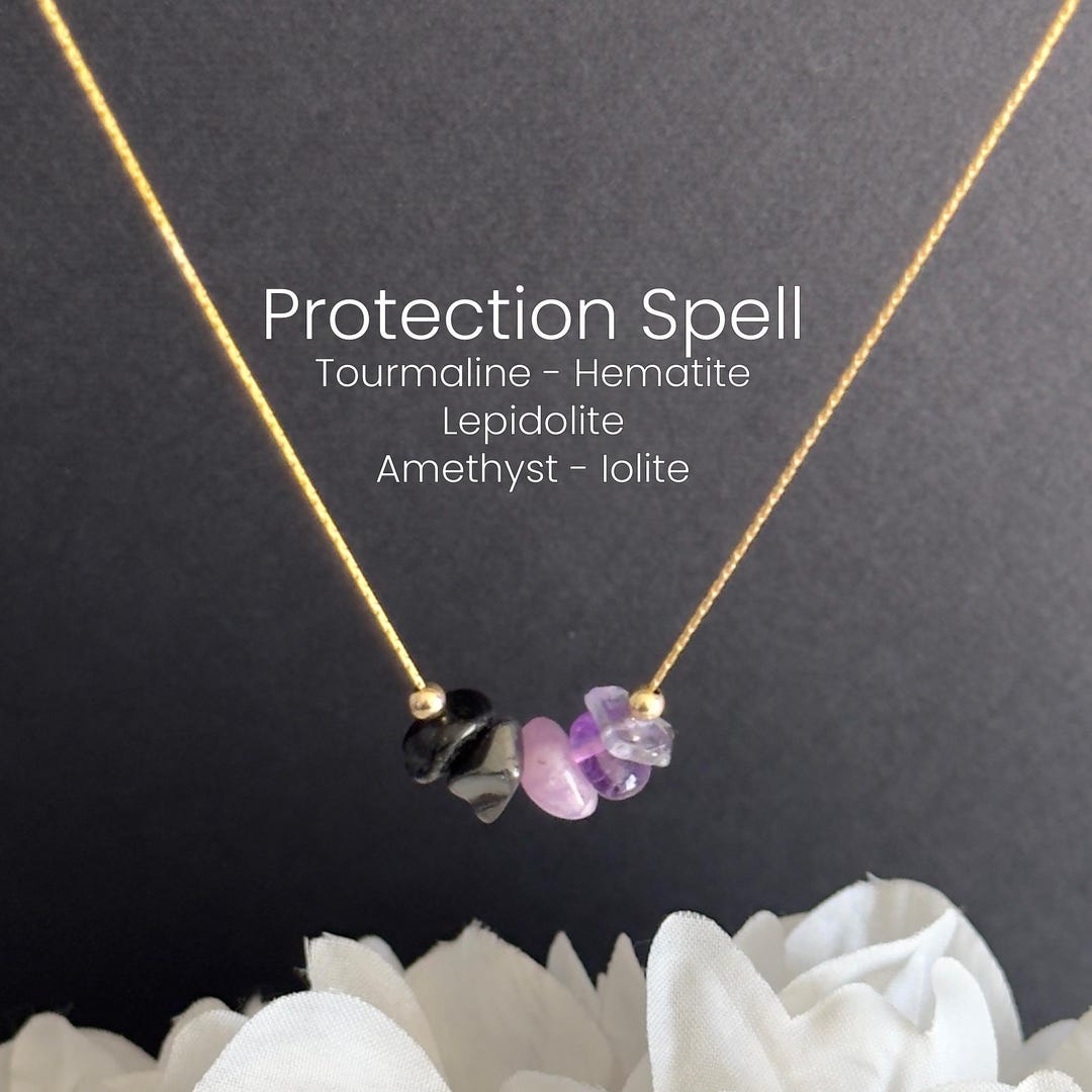 Protection Crystal Necklace – Raw Crystal Energy Shield, Spiritual ...