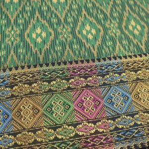 32x66 Inches of Each Piece Lao Sinh Materials, Unstitched Brocade Faux ...