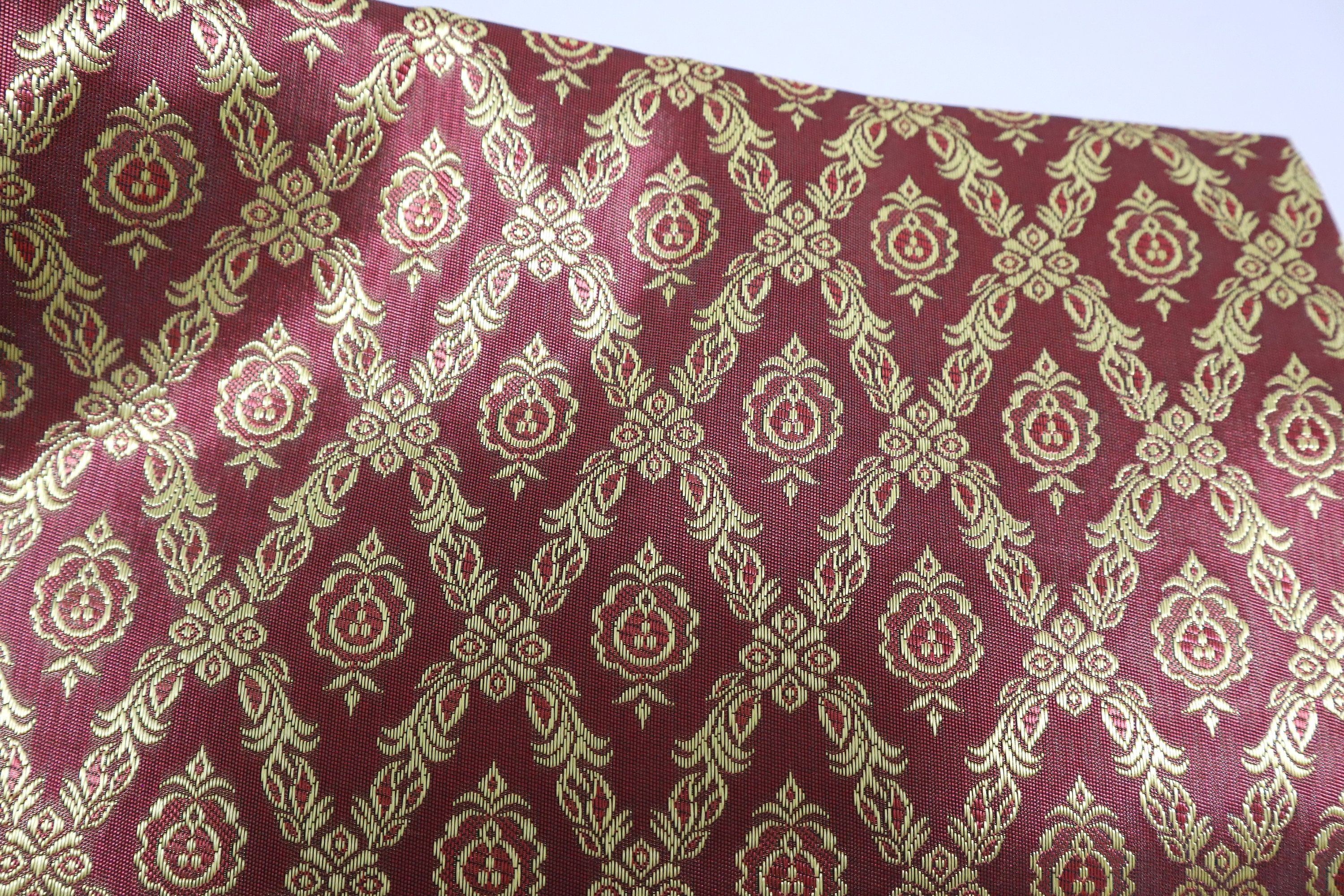 Brocade Faux Silk Fabric: Thai Sarong, Wedding Dress Material ...