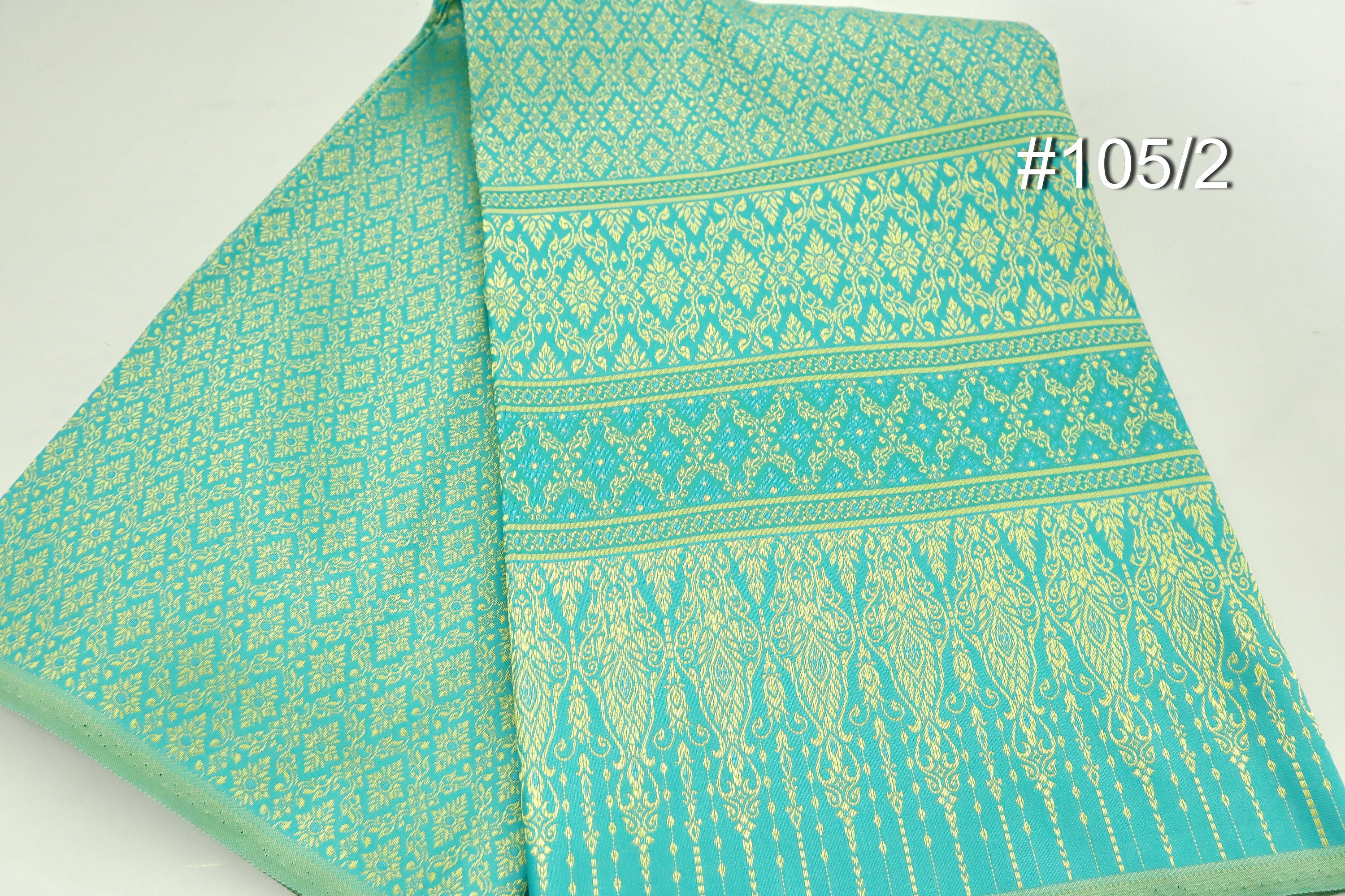 Faux Silk With Gold Thread Brocade Fabric Traditional Thai | Etsy