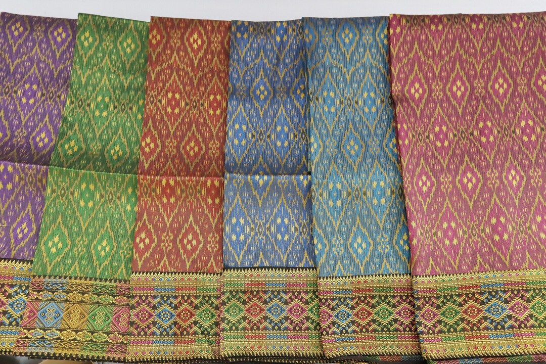 32x66 Inches of Each Piece Lao Sinh Materials, Unstitched Brocade Faux ...