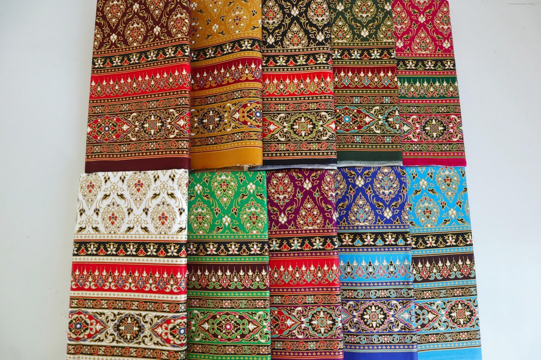 Thai Pattern Cotton Fabric: Unsewn Batik Sarong Material (42x78 Inches ...
