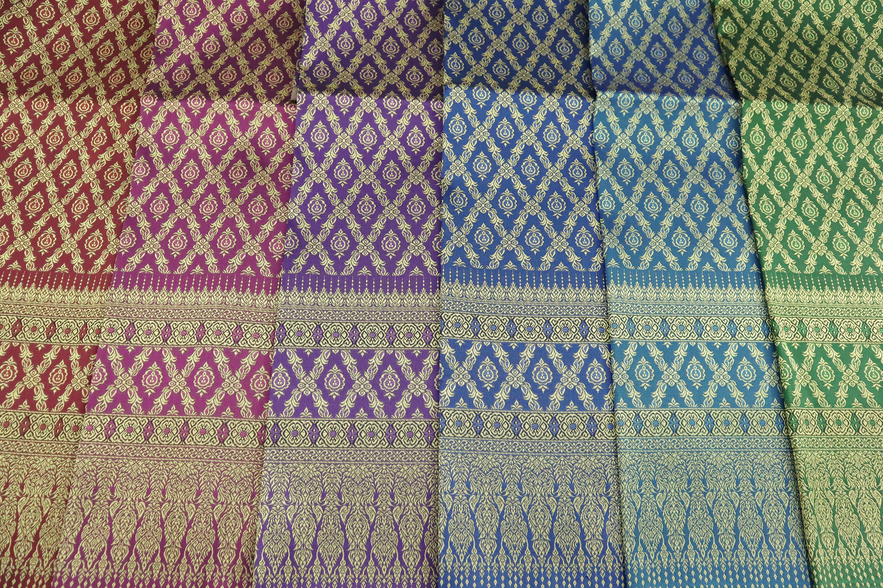 Brocade Faux Silk Fabric: Thai Sarong, Wedding Dress Material ...