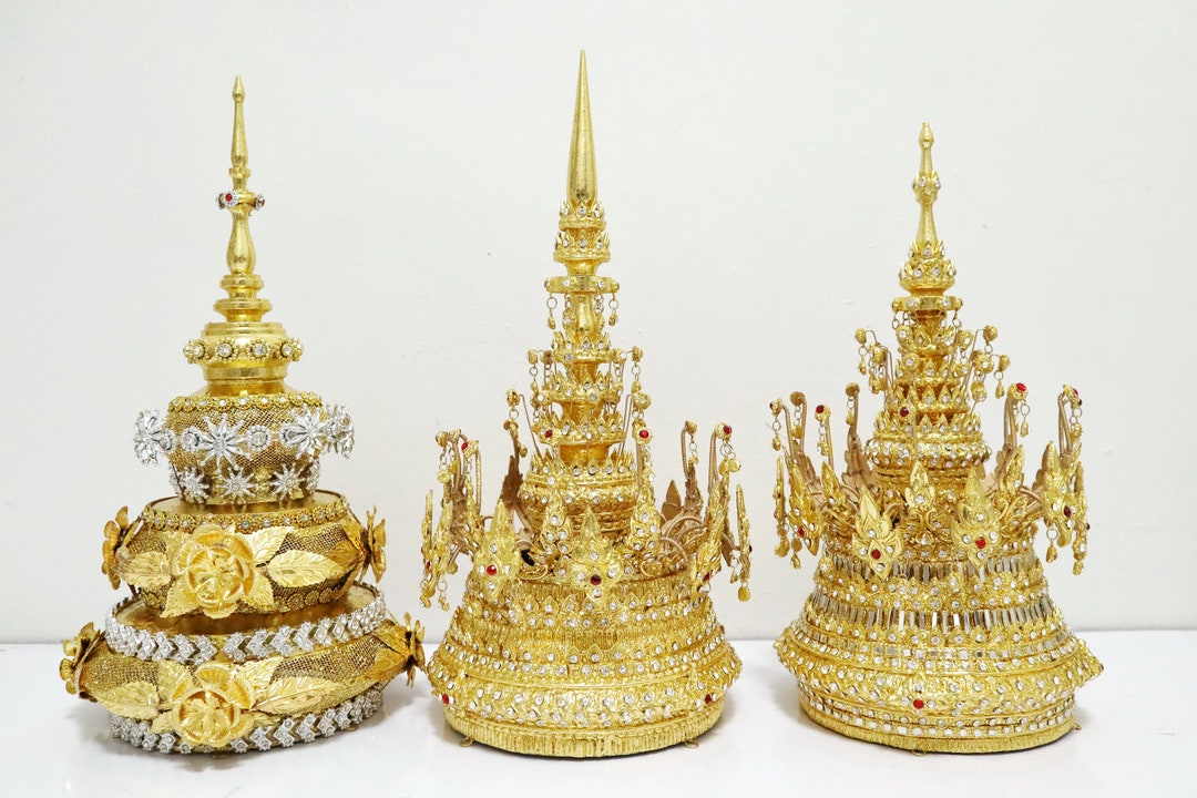 Handmade Thai Gold Crown (headdress): Handcrafted With Rice Flour Clay ...