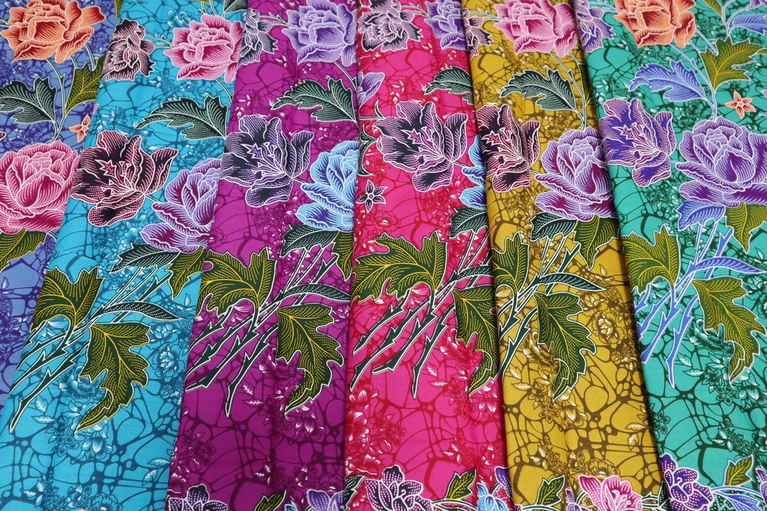 Batik Cotton Fabric: Floral Print for Sarong, Pants (42x70 Inches ...