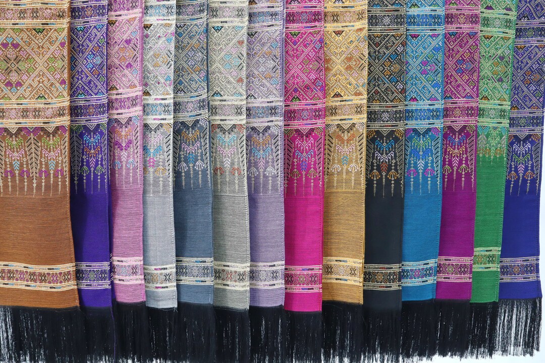Laos Brocade Sash: Thai Traditional Costume Sabai, Waist Band, Laos ...