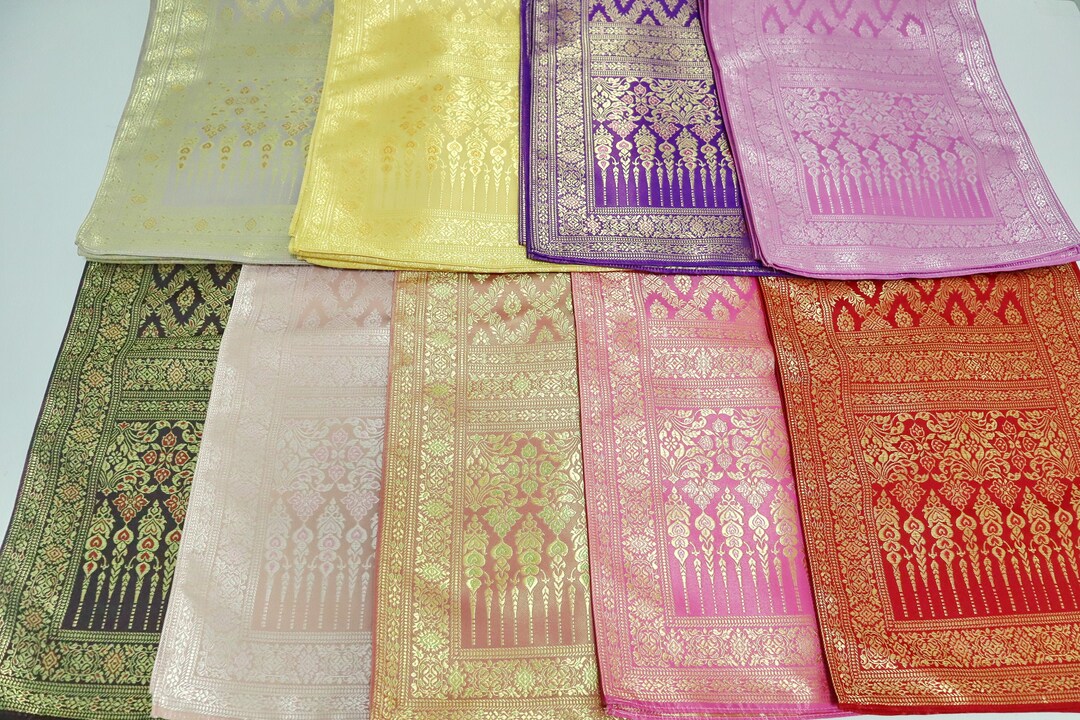 Brocade Faux Silk Thai Sabai Sash: Gold Thread Wedding Shawl - Etsy
