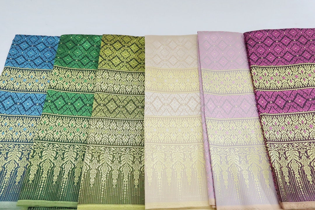 Thai Brocade Fabric: Faux Silk Sarong, Wedding Dress Material - Etsy