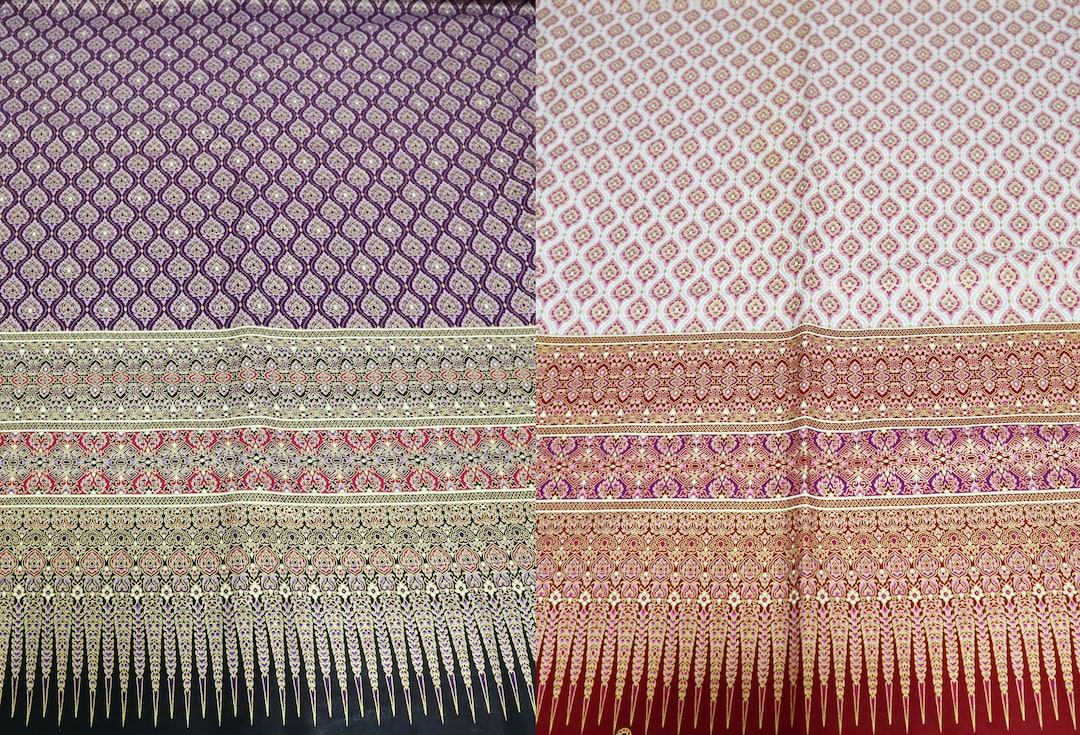 Thai Pattern Print Fabric, Batik Cotton Fabric With Thai Ancient ...