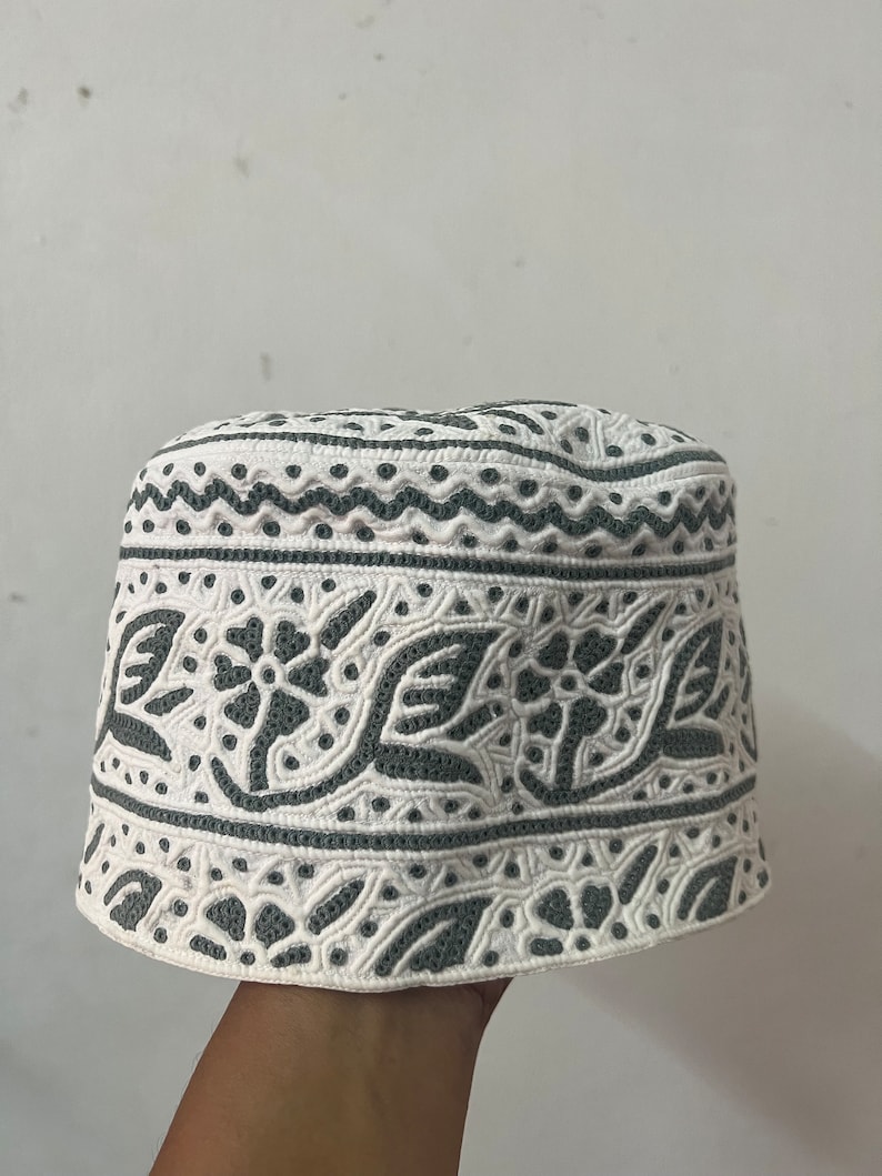 Omani Kufi Koofi Hat Topi Embroidery Handmade Cap Islamic Muslim Size ...
