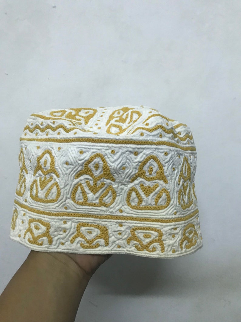 Omani Kufi Koofi Hat Topi Embroidery Handmade Cap Islamic Muslim Size ...