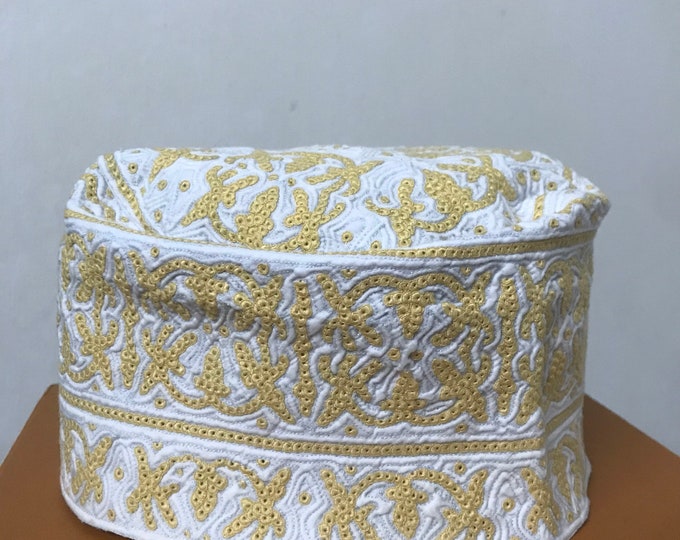 Oman Kufi Koofi Hat Topi Embroidery Handmade Cap Islamic Muslim Size 23 ...