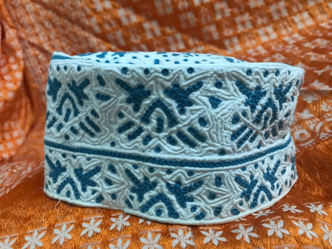 Omani Kufi Koofi Hat Topi Embroidery Handmade Cap Islamic Muslim Size ...