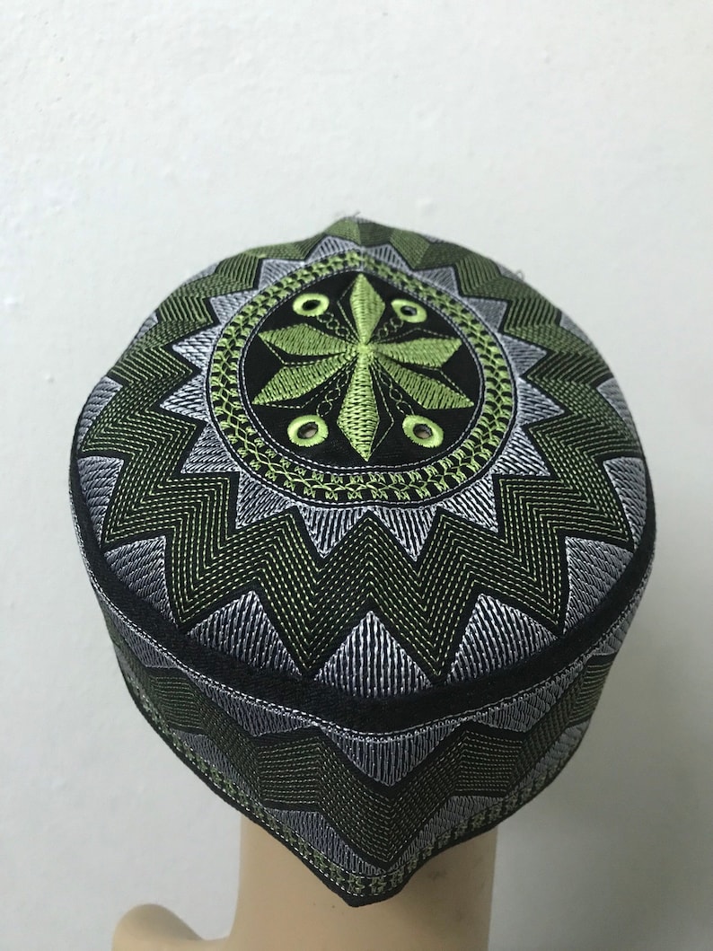Islamic Men Kufi Hat Kofi Muslim Cap Salat Embroidery Beanie Craft Size ...