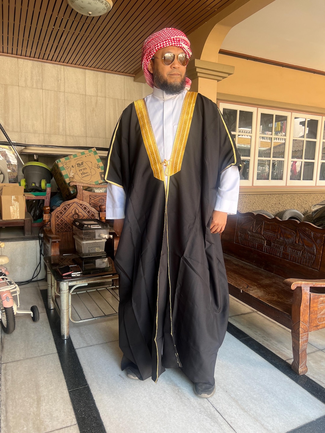 Men Bisht Handmade Mishla Royal Sheik Robe Imam Haram Madina as Sudais ...