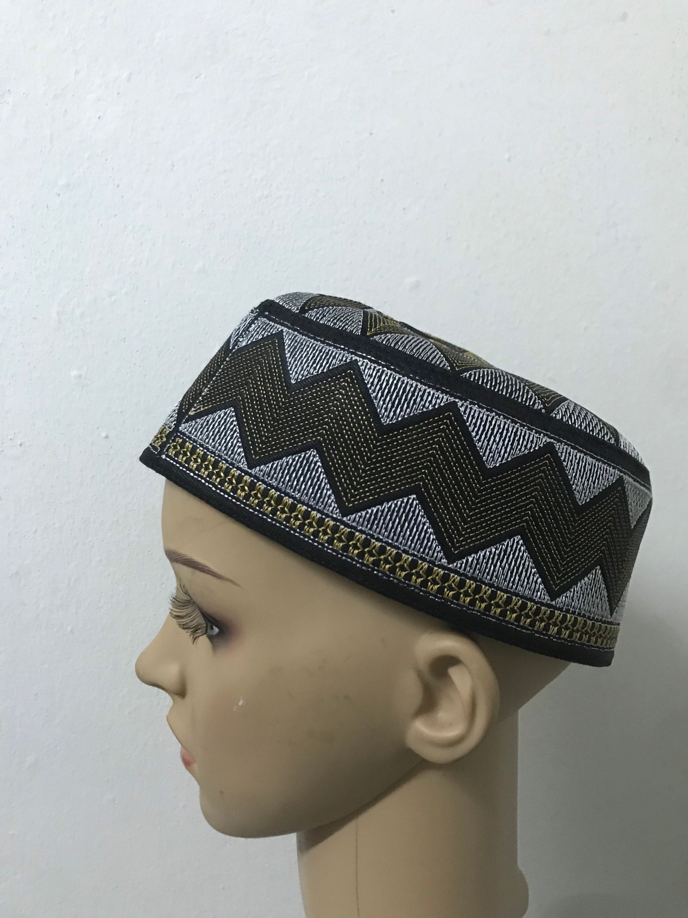 Islamic Men Kufi Hat Kofi Muslim Cap Salat Embroidery Beanie Craft Size ...
