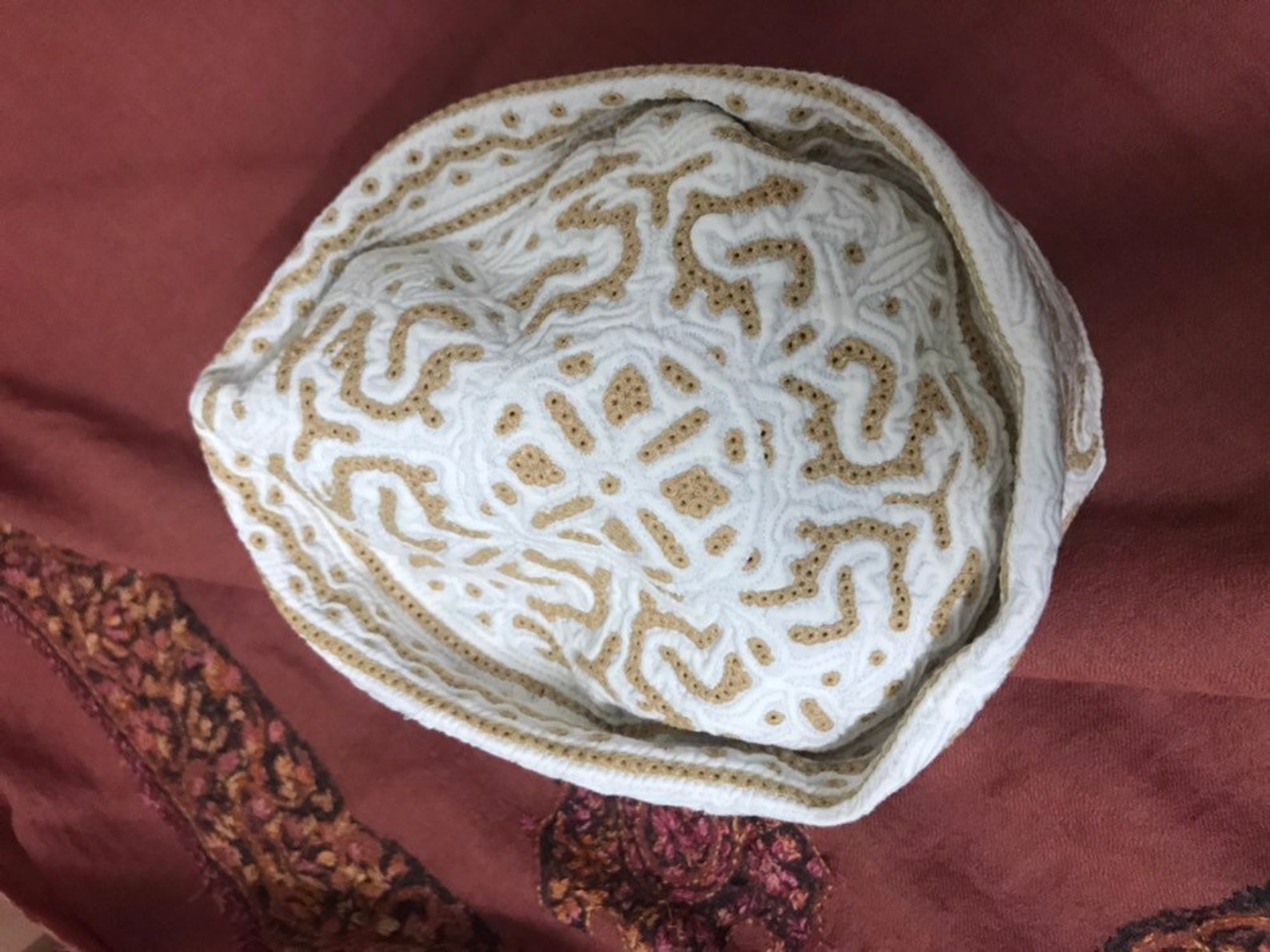 Omani Kufi Koofi Hat Topi Embroidery Handmade Cap Islamic Muslim Size ...