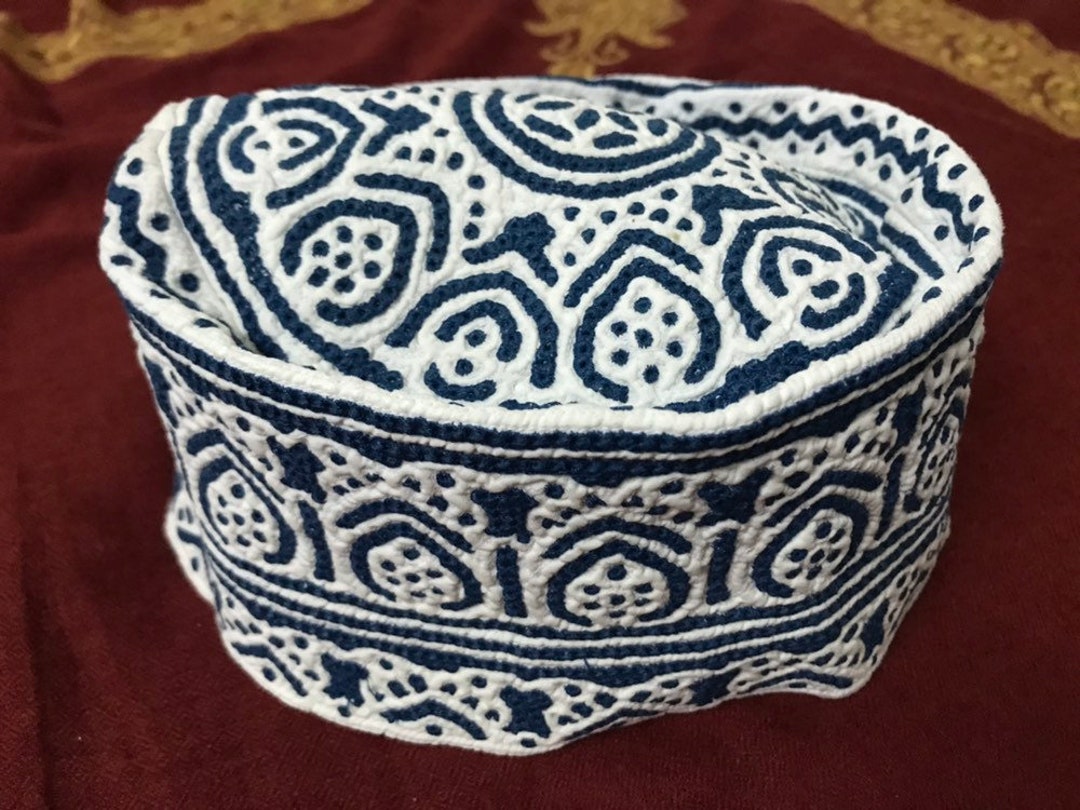 Omani Kufi Koofi Hat Topi Embroidery Handmade Cap Islamic Muslim Size ...