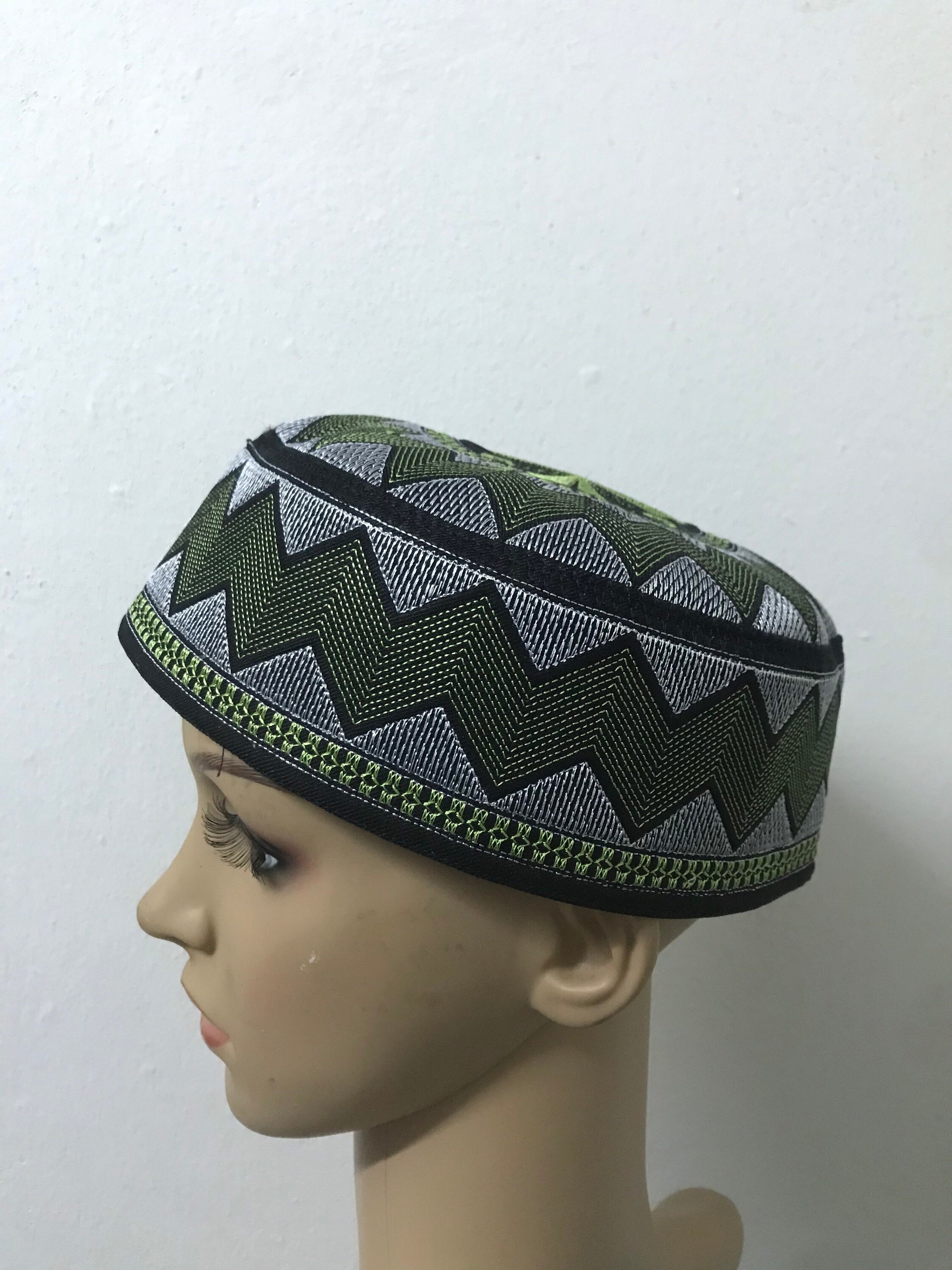 Islamic Men Kufi Hat Kofi Muslim Cap Salat Embroidery Beanie Craft Size ...