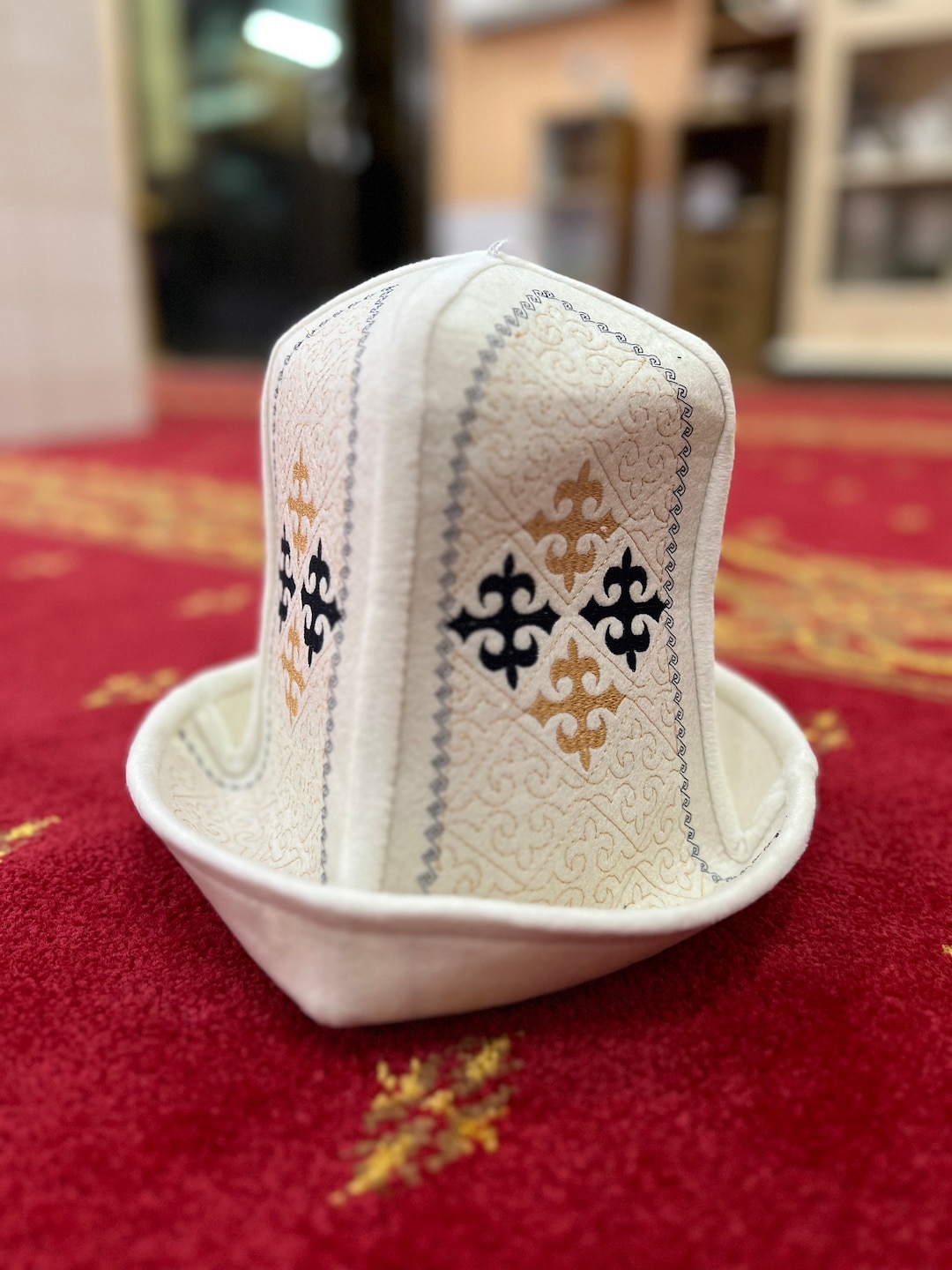 Kalpak Hat Men Ethnic Felt Embroidered Qalpaq Nomad Folk Headwear Cap ...