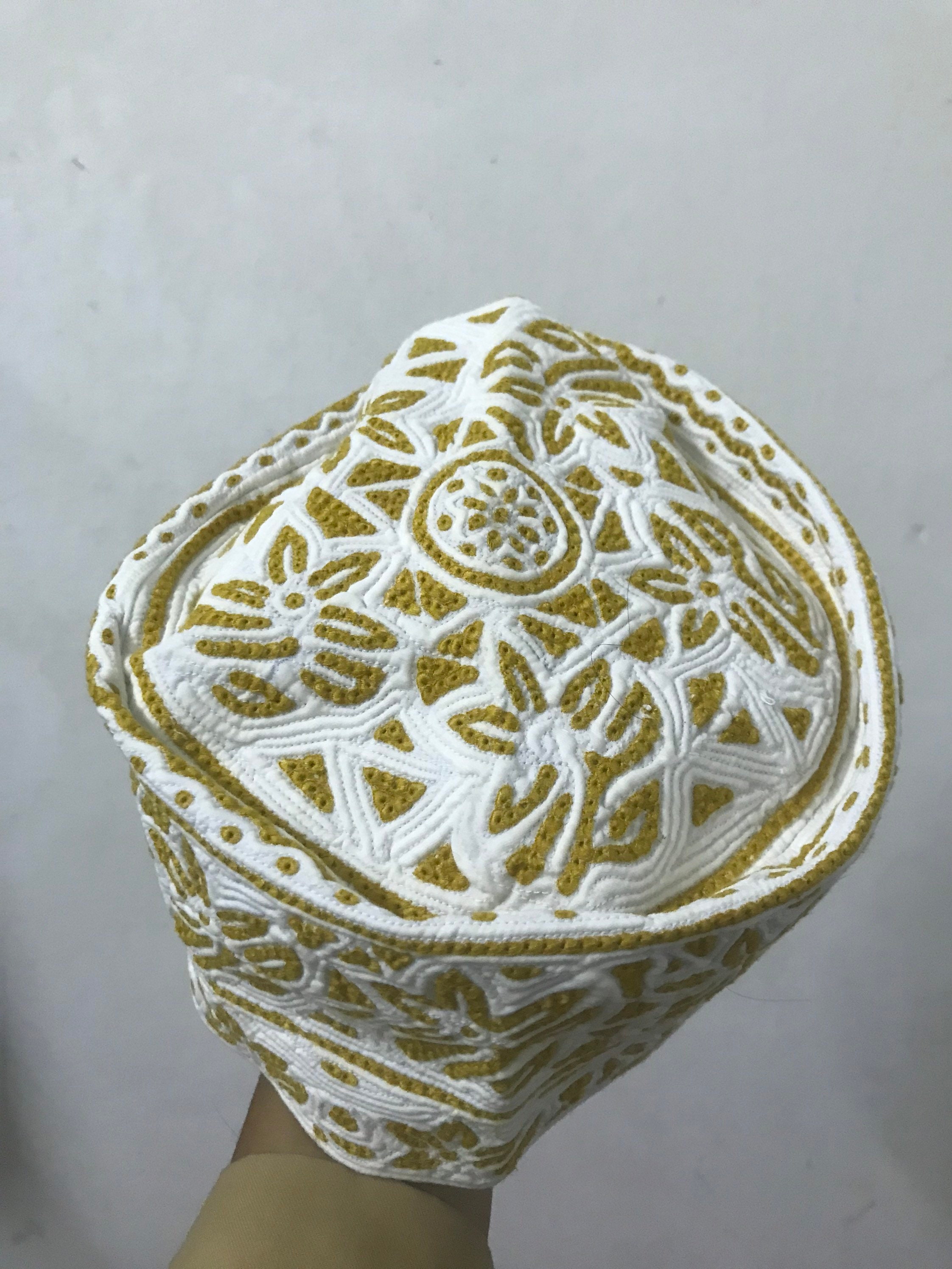 Size 23 Omani Kufi Koofi Hat Topi Embroidery Handmade Cap Islamic ...