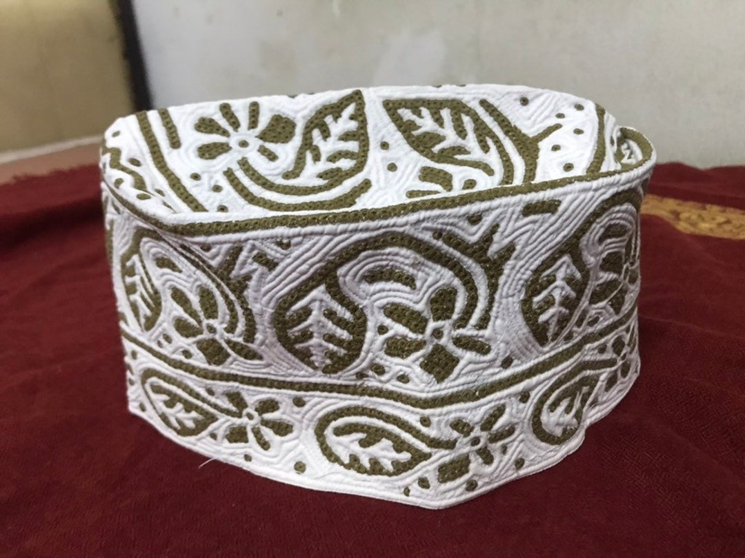 Omani Kufi Koofi Hat Topi Embroidery Handmade Cap Islamic Muslim Size ...