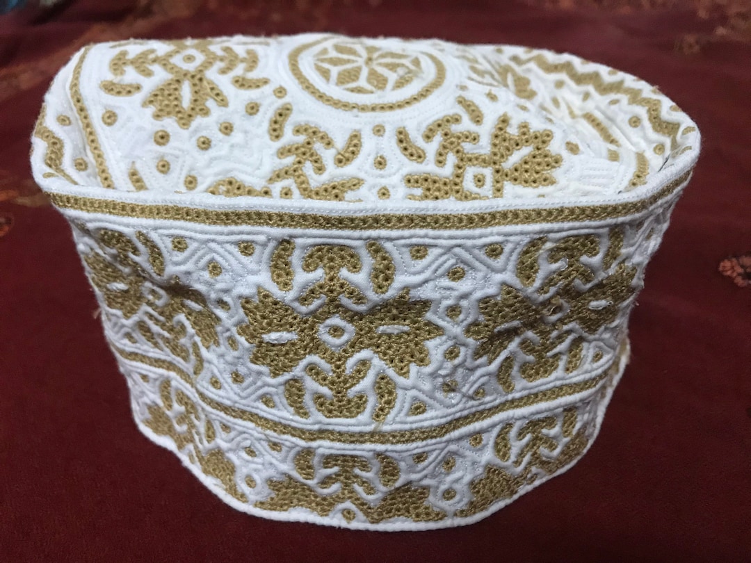 Omani Kufi Koofi Hat Topi Embroidery Handmade Cap Islamic Muslim Size ...