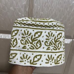 Omani Kufi Koofi Hat Topi Embroidery Handmade Cap Islamic Muslim Size ...