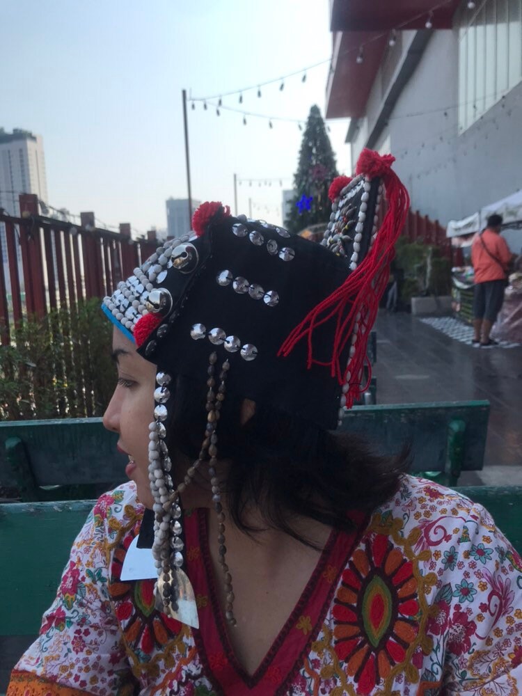 Akha Hat , Bohemian Hat , Headdress Ceremonial, Vintage Thai Headdress ...