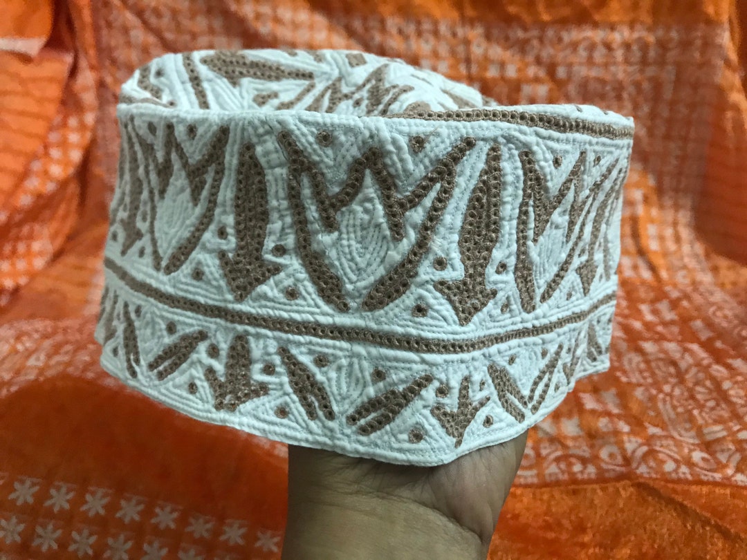 Omani Kufi Koofi Hat Topi Embroidery Handmade Cap Islamic Muslim Size ...