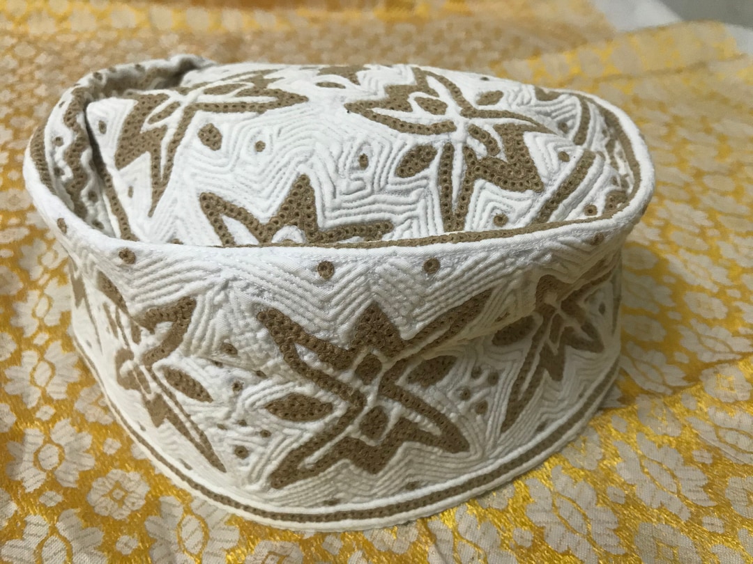 Omani Kufi Koofi Hat Topi Embroidery Handmade Cap Islamic Muslim Size ...