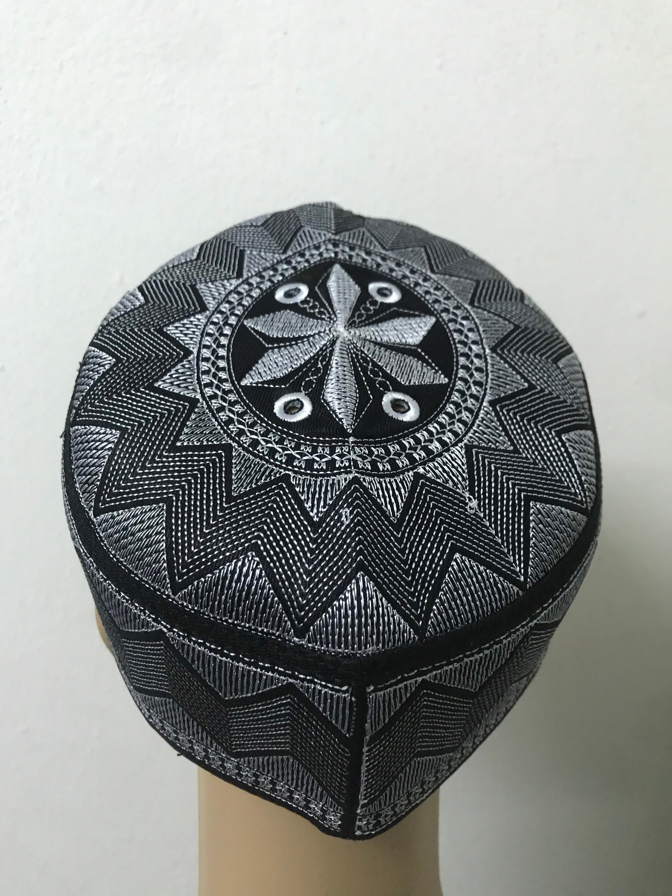 Islamic Men Kufi Hat Kofi Muslim Cap Salat Embroidery Beanie Craft Size ...