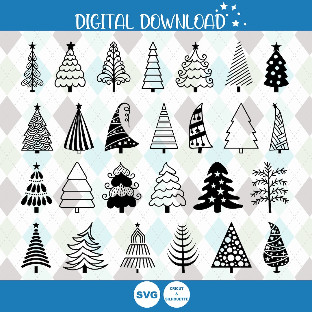 Christmas Tree Svg, Modern Christmas Ornaments Svg, Silhouette Studio ...