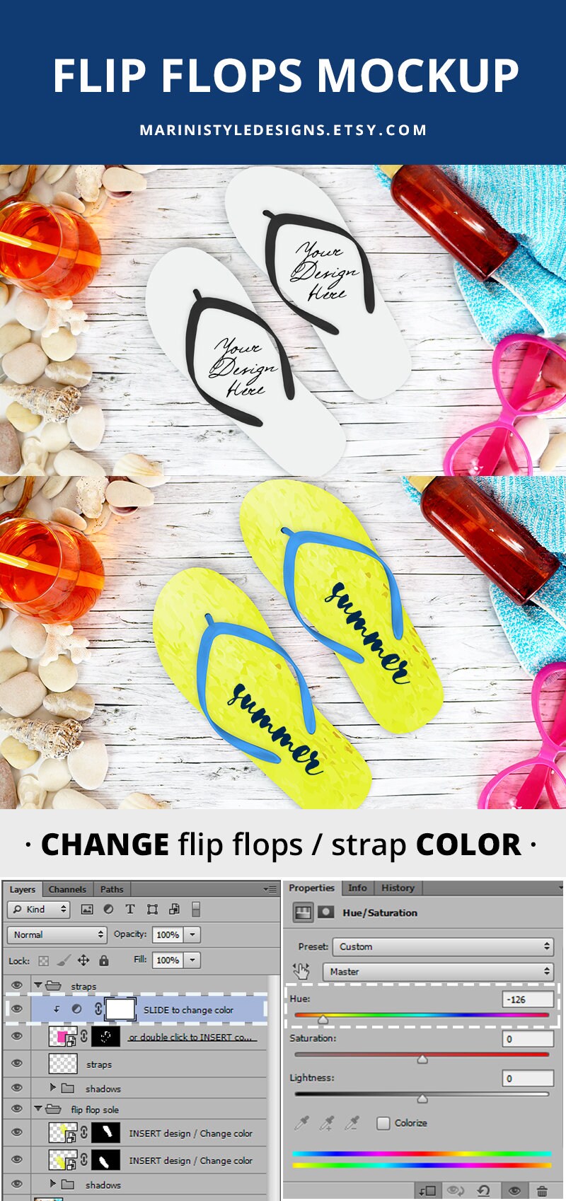 Summer Flip Flops Mockup, Beach Flip Flops Mock Up, Flip Flop Stock ...