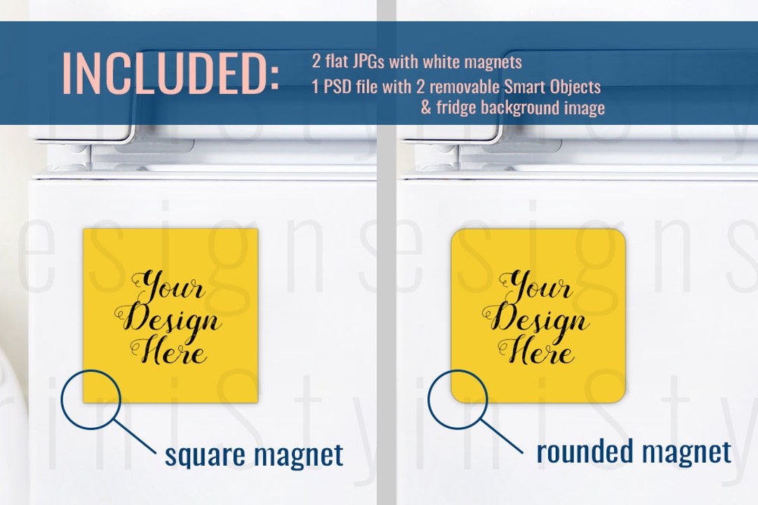 Magnet Mockup, Square Magnet, Rounded, Fridge Magnet Styled Stock ...