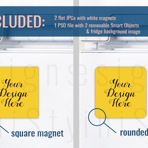 Magnet Mockup, Square Magnet, Rounded, Fridge Magnet Styled Stock ...