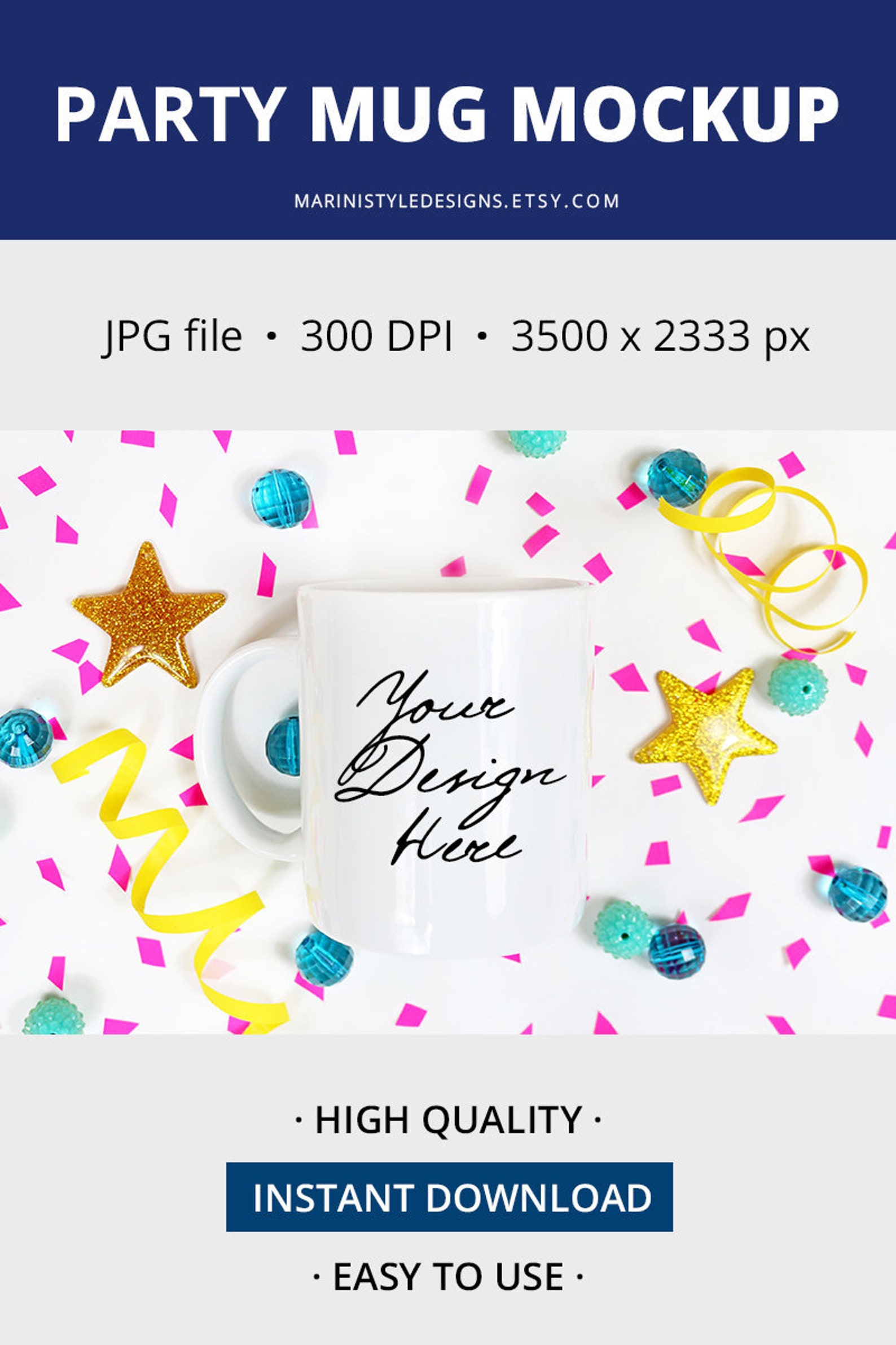 Birthday Party Mug Mockup 11oz Coffee Mug Mockup on Confetti - Etsy