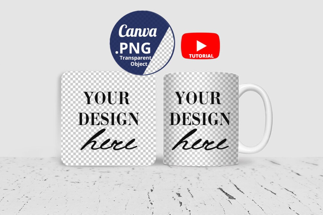 Coaster and Mug Mockup PNG Canva, Square Coaster & 11oz Mug Mockup ...