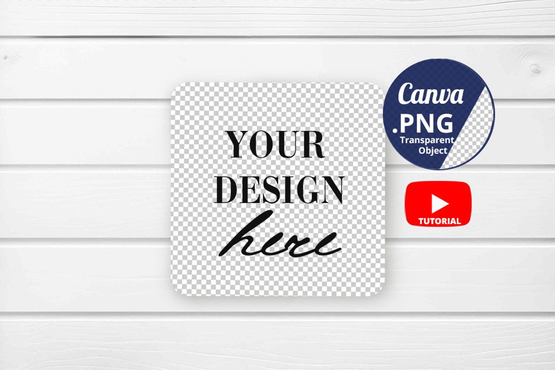 Square Coaster Mockup Canva Transparent PNG, Single Coaster Mockup Top ...
